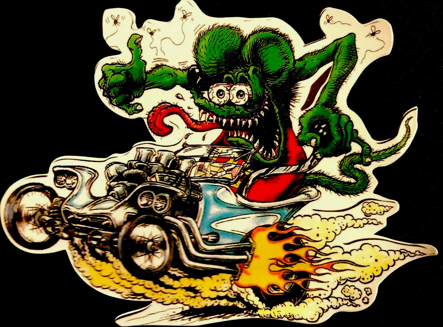 RAT FINK STICKER "HEADER SMOKE”🔥4 1/4 X 3 1/4“ NICE CUT & GLOSSY VERY ...