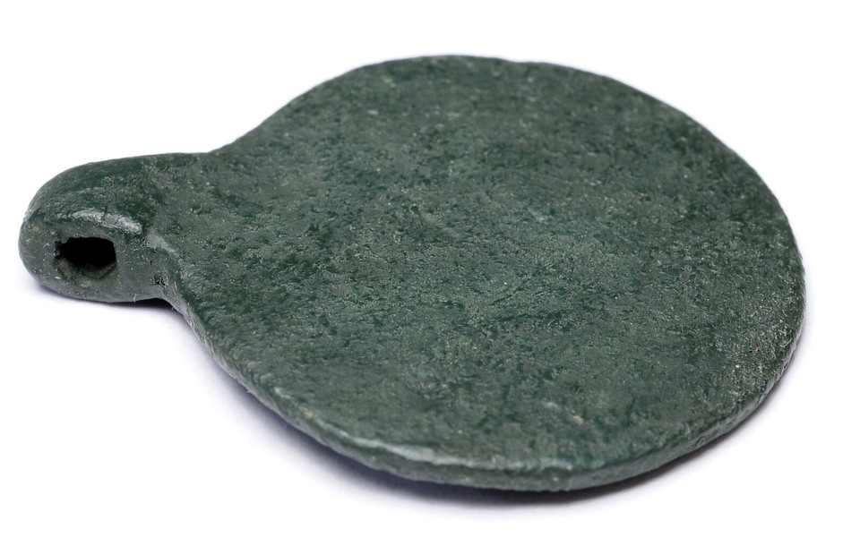 ANTIQUE BRONZE amulet Coin-shaped pendant Calendar X-XIII CROSS Kievan ...