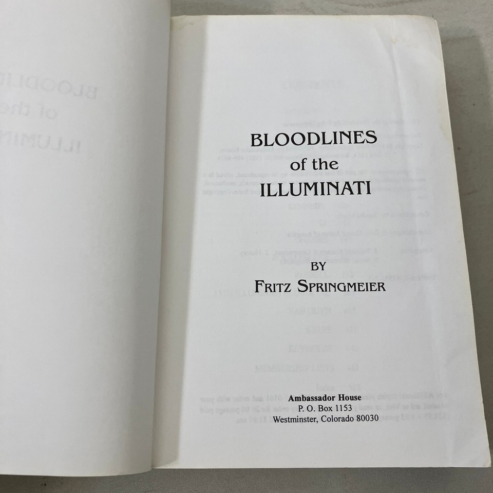 Bloodlines of the Illuminati by Fritz Springmeyer 1999 TPB Ambassador ...