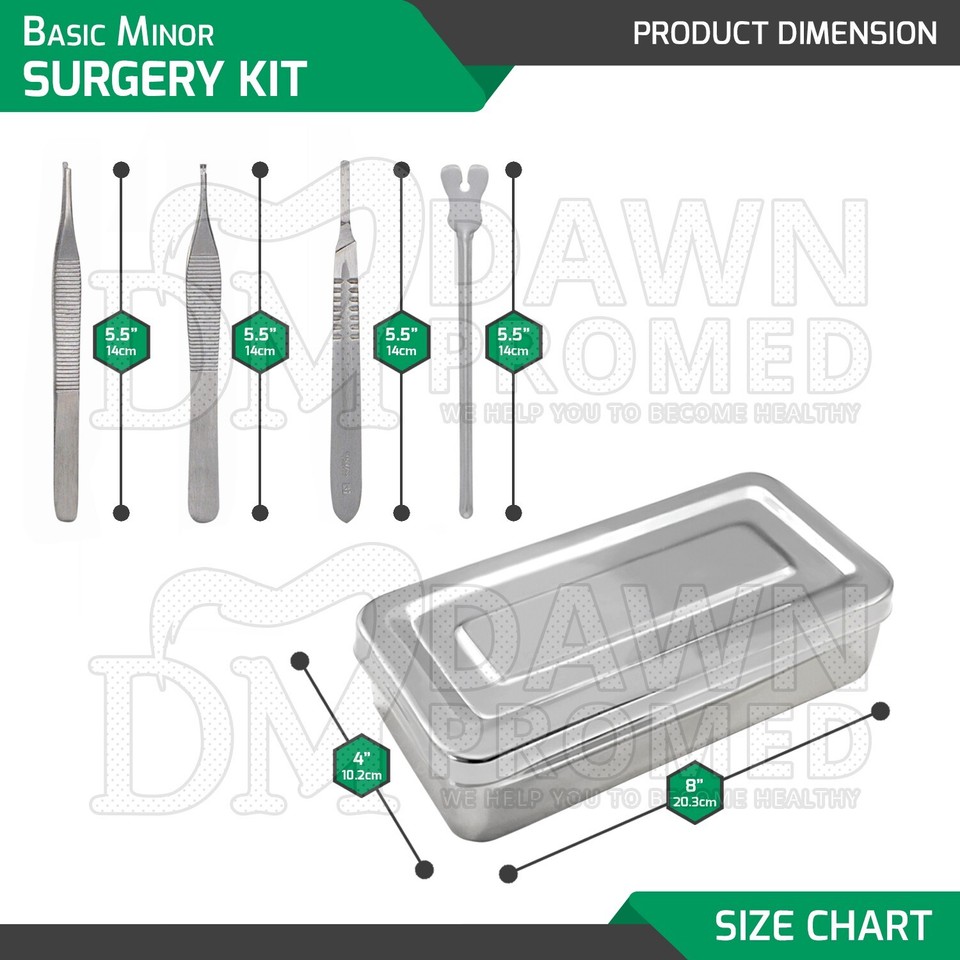 13 Pcs Basic Minor Surgery Set With Stainless Box Surgical Instruments ...