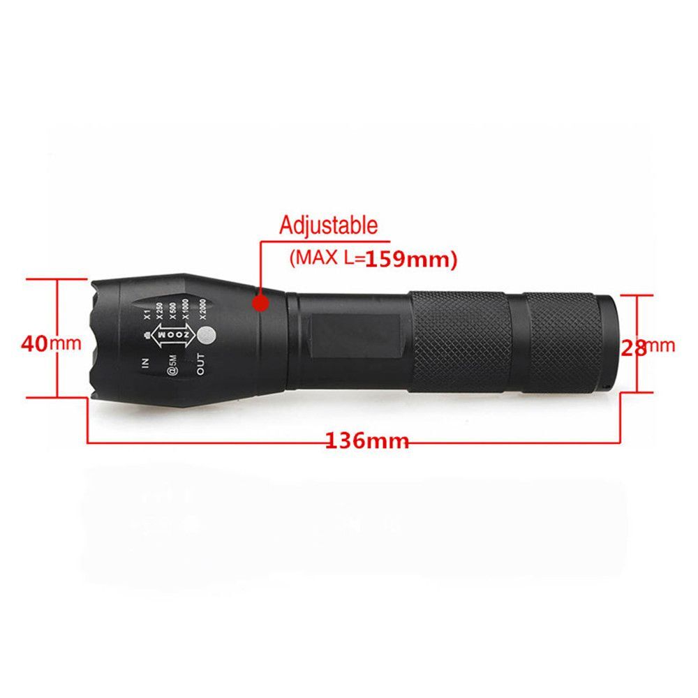 Zoomable Bulb Portable Flashlight Camping Hiking Lamp Tactical Light ...