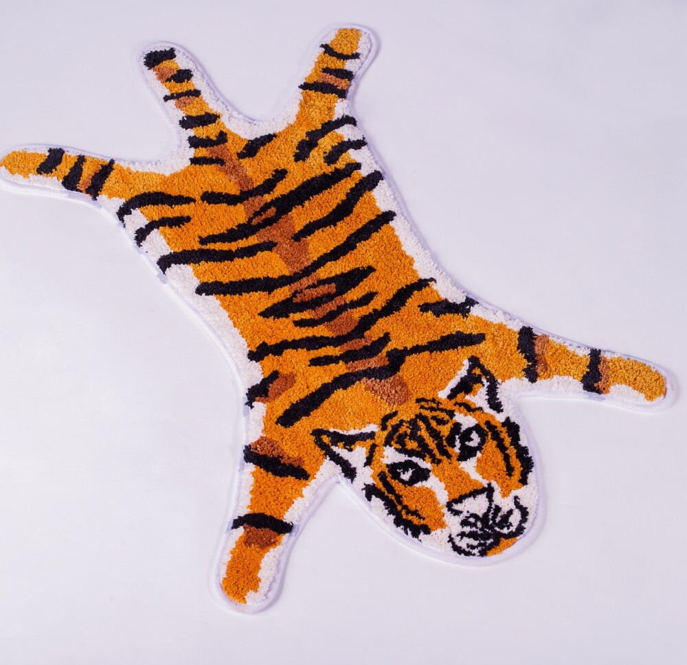 Tiger Print Area Rug Faux Skin Rug Hide Cute Non-slip Carpet Floor Mat ...