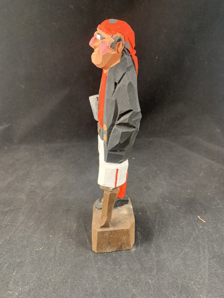 Vintage Hand Carved Wood Carving Folk Art Pirate Peg Leg Sailor Man ...