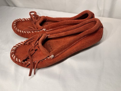 Gorgeous MINNETONKA Brick Color LEATHER Women's Size 7 Moccasin LOAFERS ...