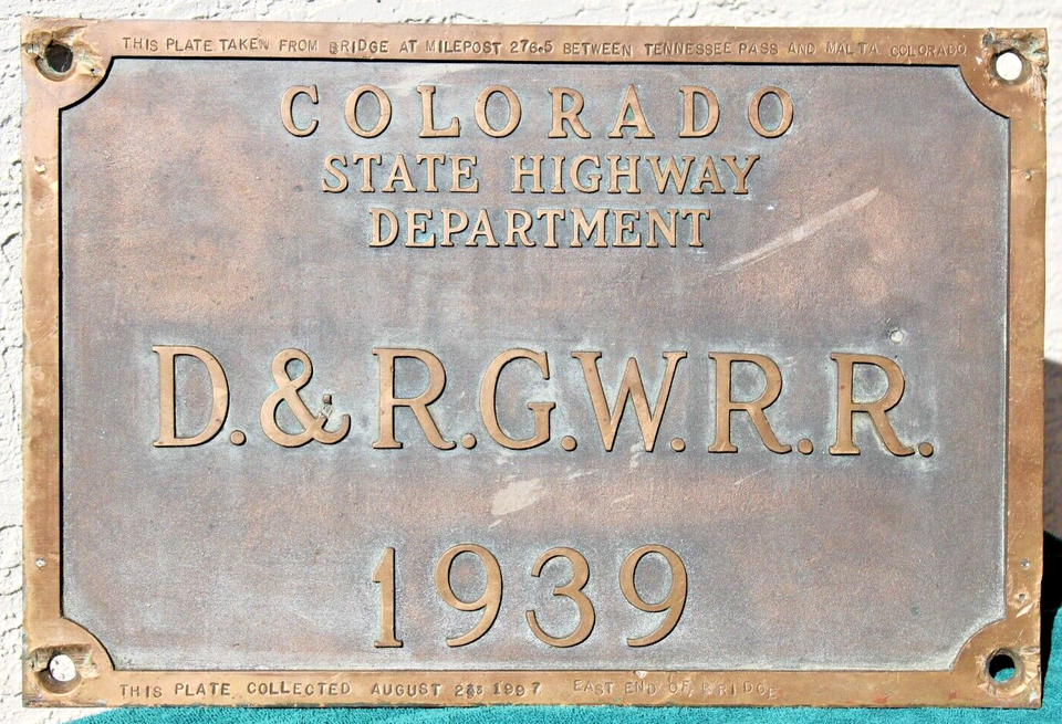 1939 Denver & Rio Grande Western Railroad Sign Rare D&RGW Railway Malta ...