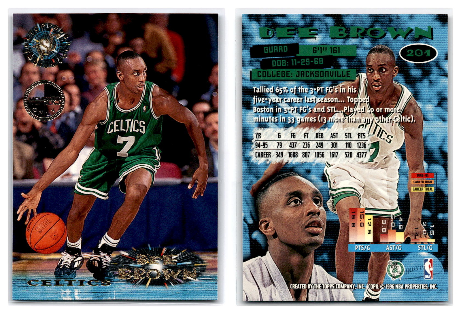 1995-96 Stadium Club Members Only #201 Dee Brown - Boston Celtics | eBay