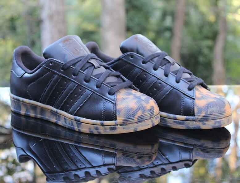 Adidas Superstar Tortoise Shell Kid's Size 5.5 Black Gum Custom S85984 ...