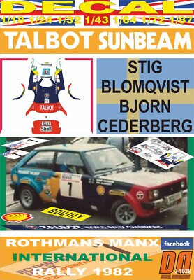 DECAL TALBOT SUNBEAM LOTUS S.BLOMQVIST MANX R. 1982 DnF (08) | eBay