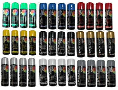 12 X Multi-Purpose Spray Paint Fast Drying Professional Quality Aerosol ...