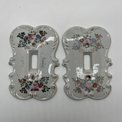 Vintage Floral Porcelain Light Switch Plate Cover Arnart Japan Ceramic ...
