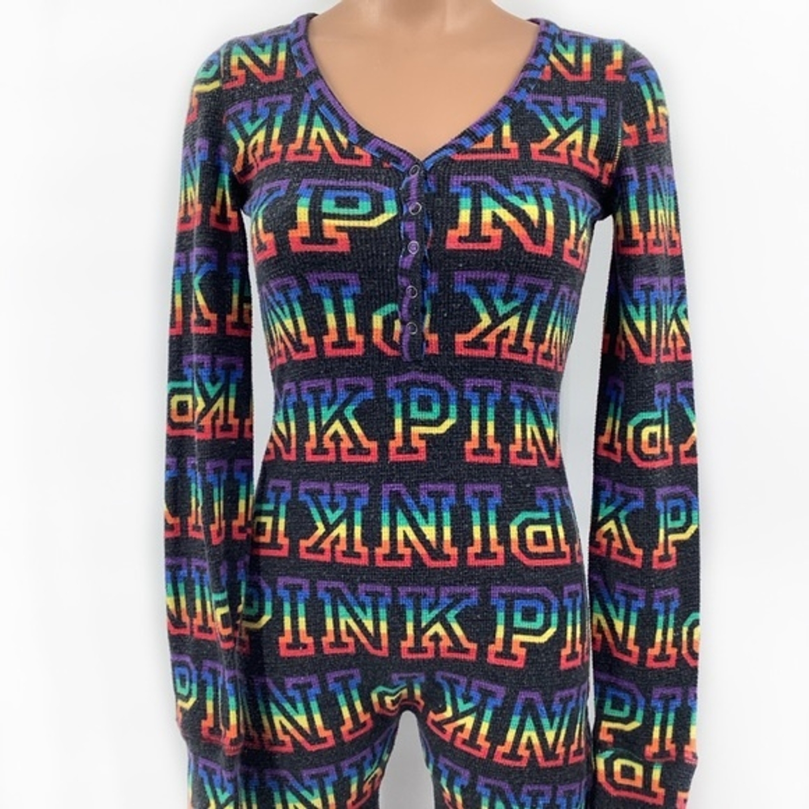 Victoria’s Secret Pink Rainbow Thermal One Piece Paj… - Gem