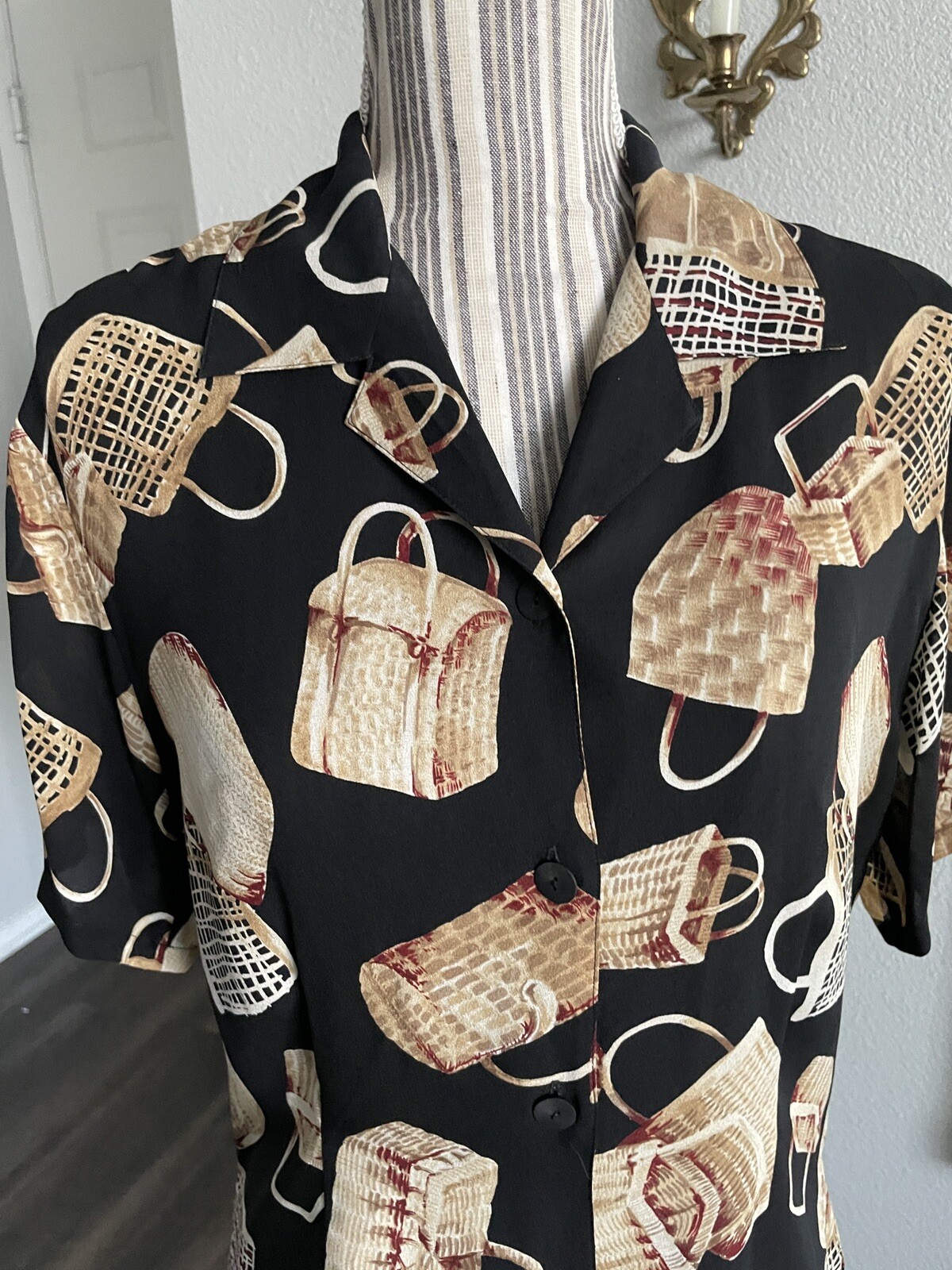 Dana B. and Karen Wicker Basket Silk 90s Quirky Cotta… - Gem