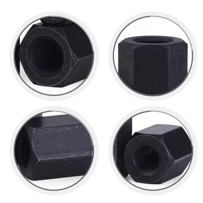 45# Steel M8 M10 M12-M48 Black Hex Connector Nuts Threaded Rod Couplers ...