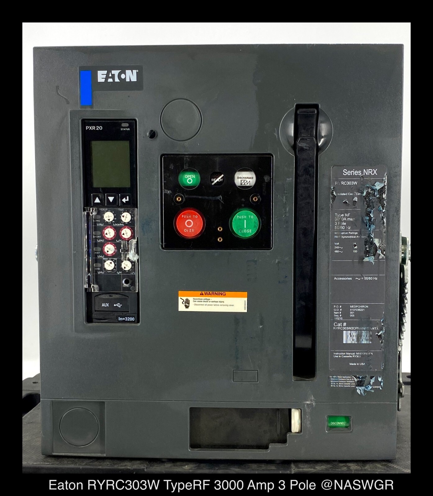 Eaton NRX RYRC303W Circuit Breaker (M/O,D/O) ~ 3000 Amp - Tested/1Yr ...