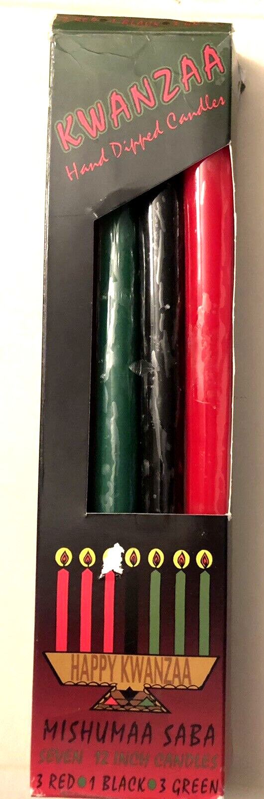 Kwanzaa Mishumaa Saba 7pc 12" Hand Dipped Candle Set individually ...