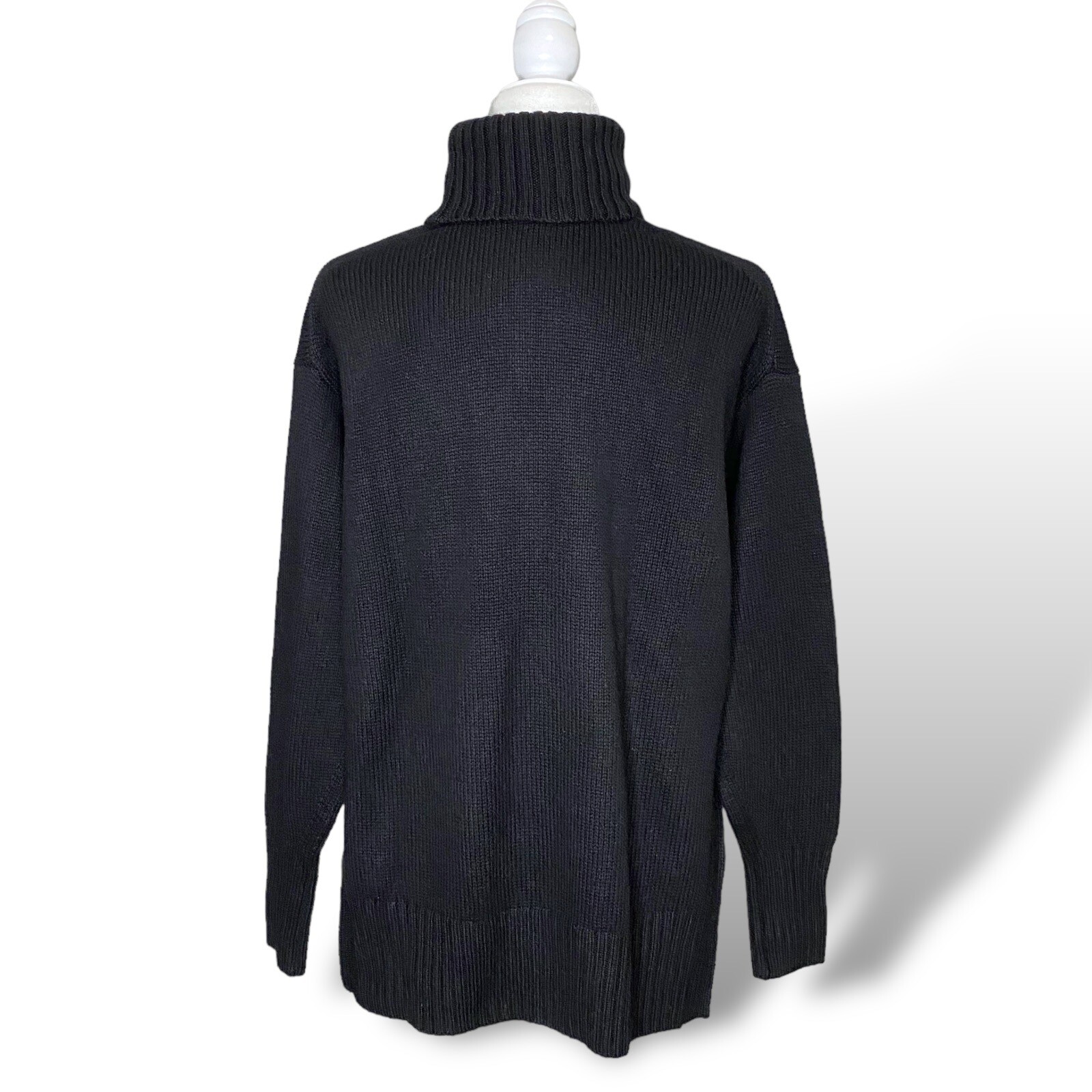 Polo Ralph Lauren Black Ribbed Turtleneck Chunky Swea… - Gem