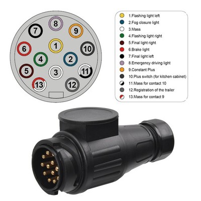 13 Pin 12V Trailer Plug Caravans Socket Plug Electrical Tow Towing ...