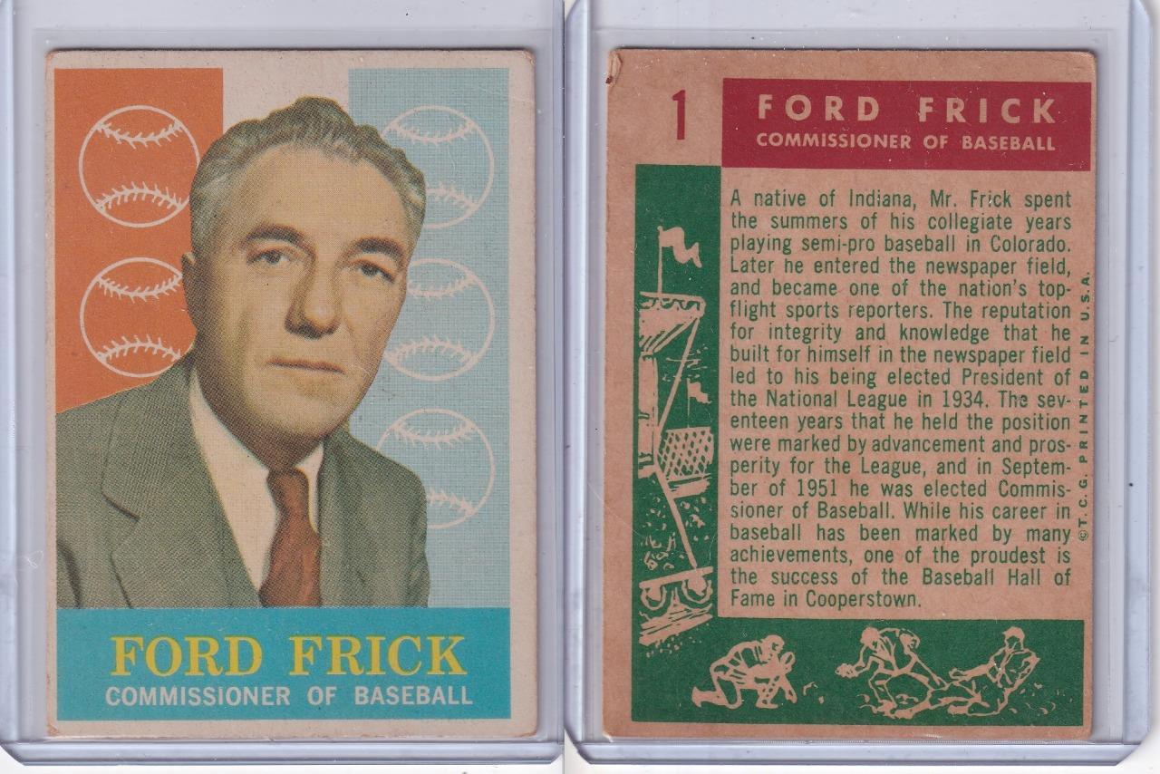 1959 Topps Baseball Card # 1 Ford Frick "Commisioner Of Baseball" VG | eBay
