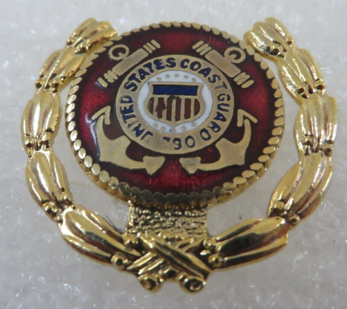 United States US COAST GUARD 1790 Wreath Enamel Lapel Hat Pin Gold ...