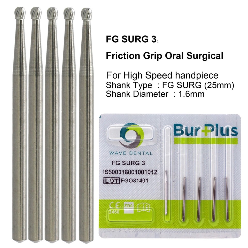 Wave Dental Surgical Burs Round Long 2 4 6 8 557 702 Carbide Bur 25mm ...
