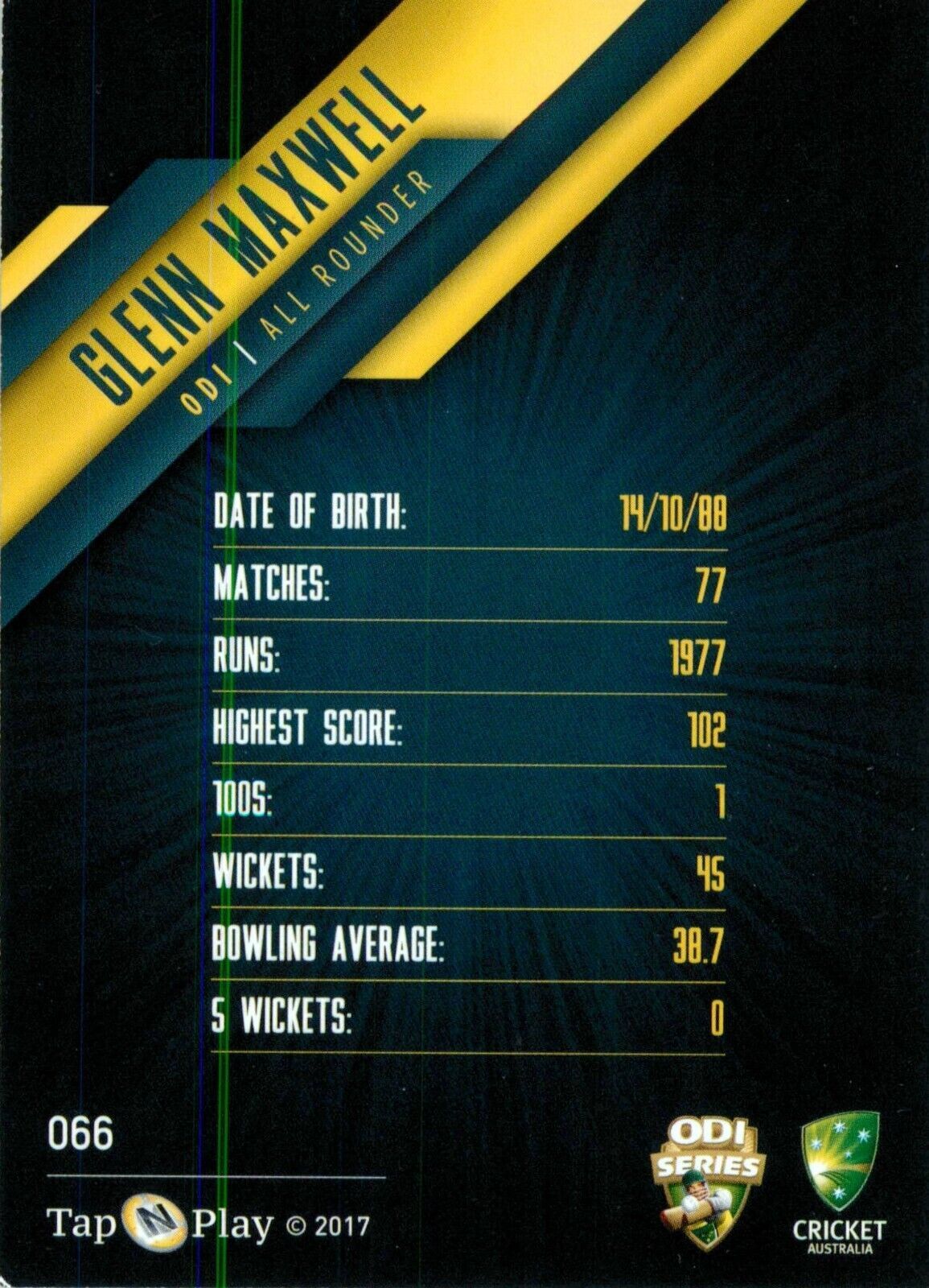 Signé 2017 2018 AUSTRALIA Cricket Card GLENN MAXWELL BBL | eBay