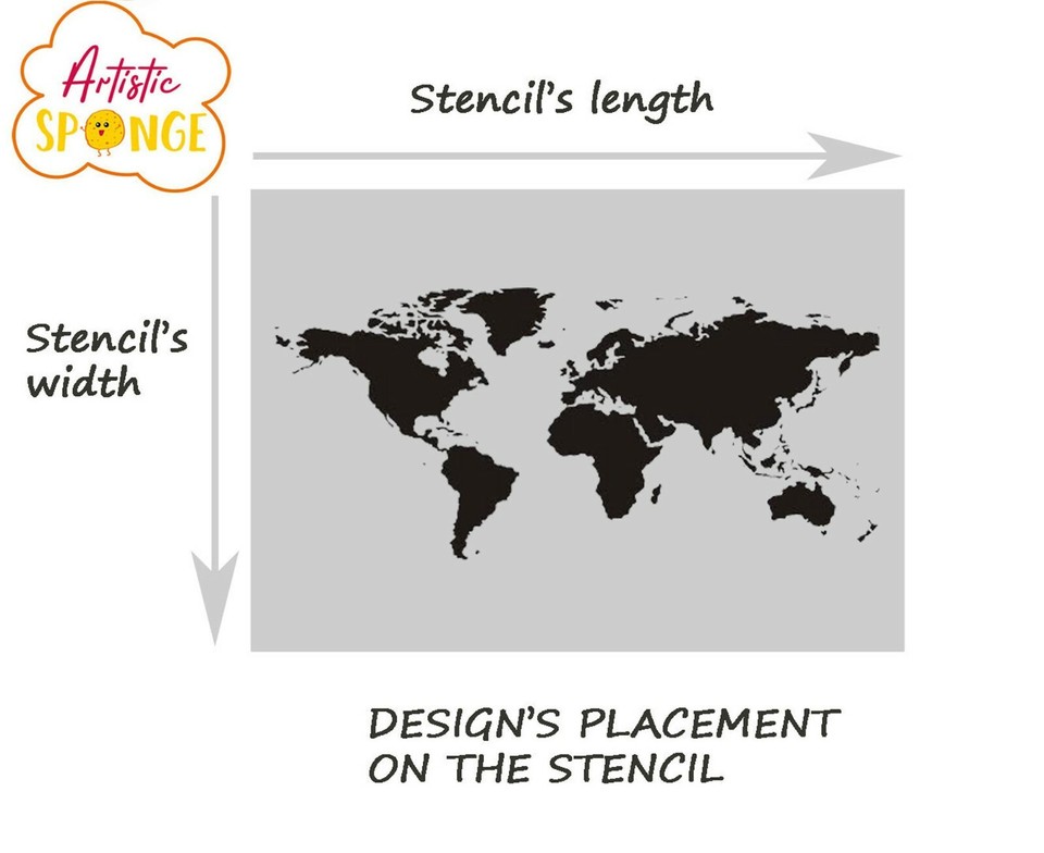 WORLD MAP Reusable Stencil A3 A4 A5 GLOBE TRAVELLING Travel Craft DIY ...