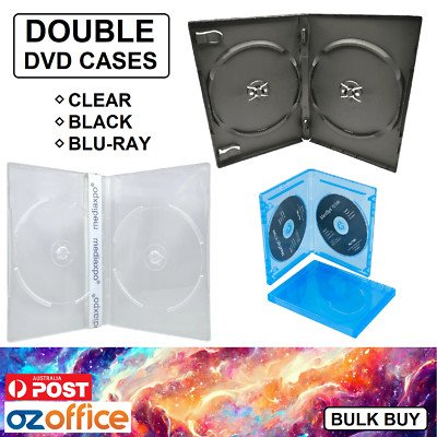 PREMIUM Double DVD Case - Holds 2 Discs - Black Clear Colour Blu Ray ...