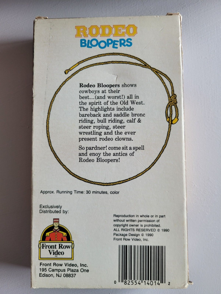 RODEO BLOOPERS VHS TAPE COMEDY 1990 Front Row Video Works! 82554140142 ...