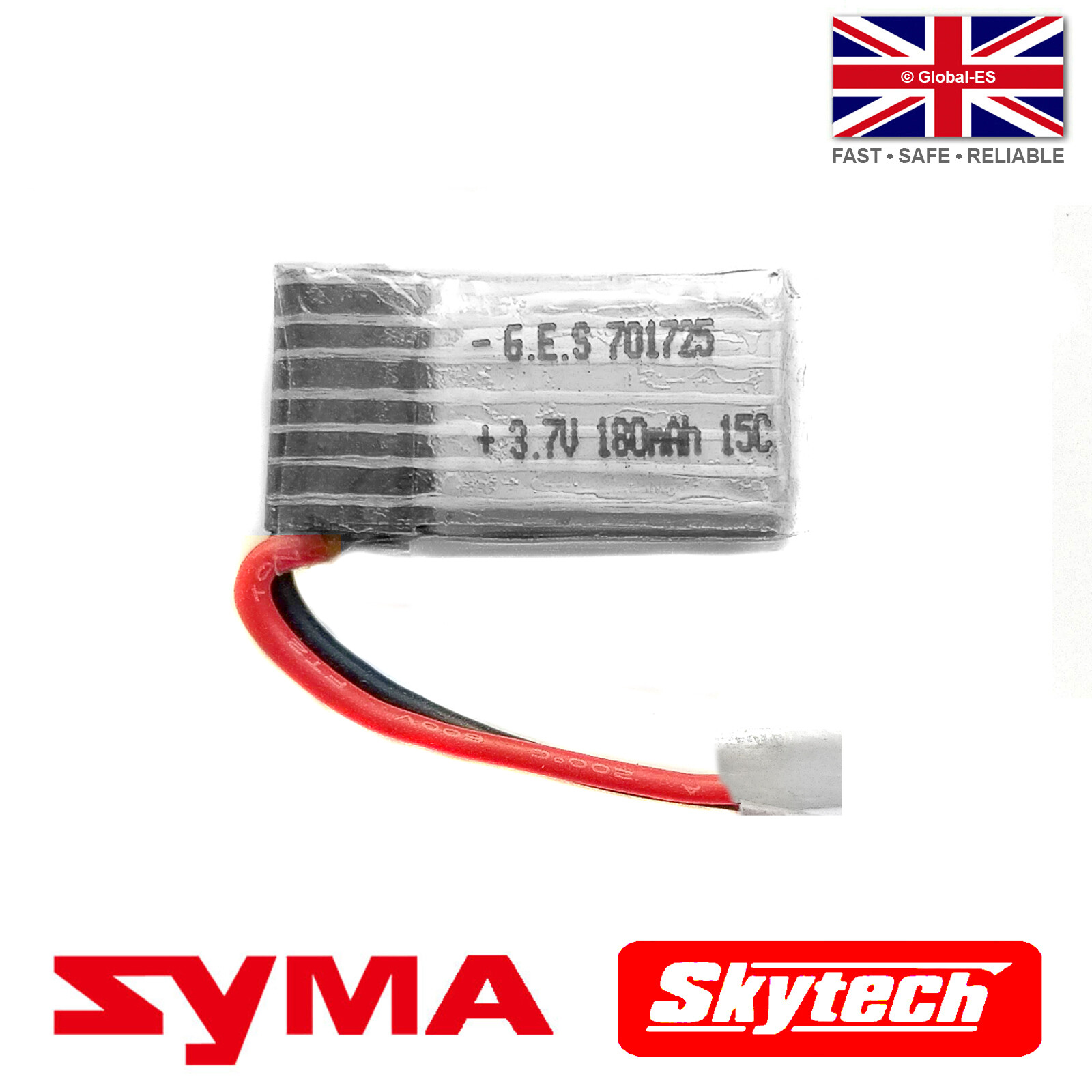 3.7V 180mAh LiPo 1S 15C Polymer Battery: Syma S10, Skytech M3 RC Drone ...