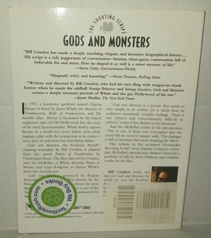 Gods and Monsters The Shooting Script Book 2005 First Edition Newmarket ...
