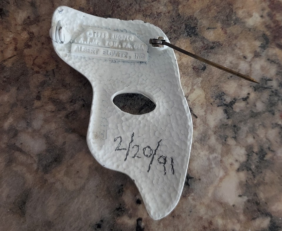 Vintage Phantom of the Opera Brooch Pin White Enamel Metal Albert ...