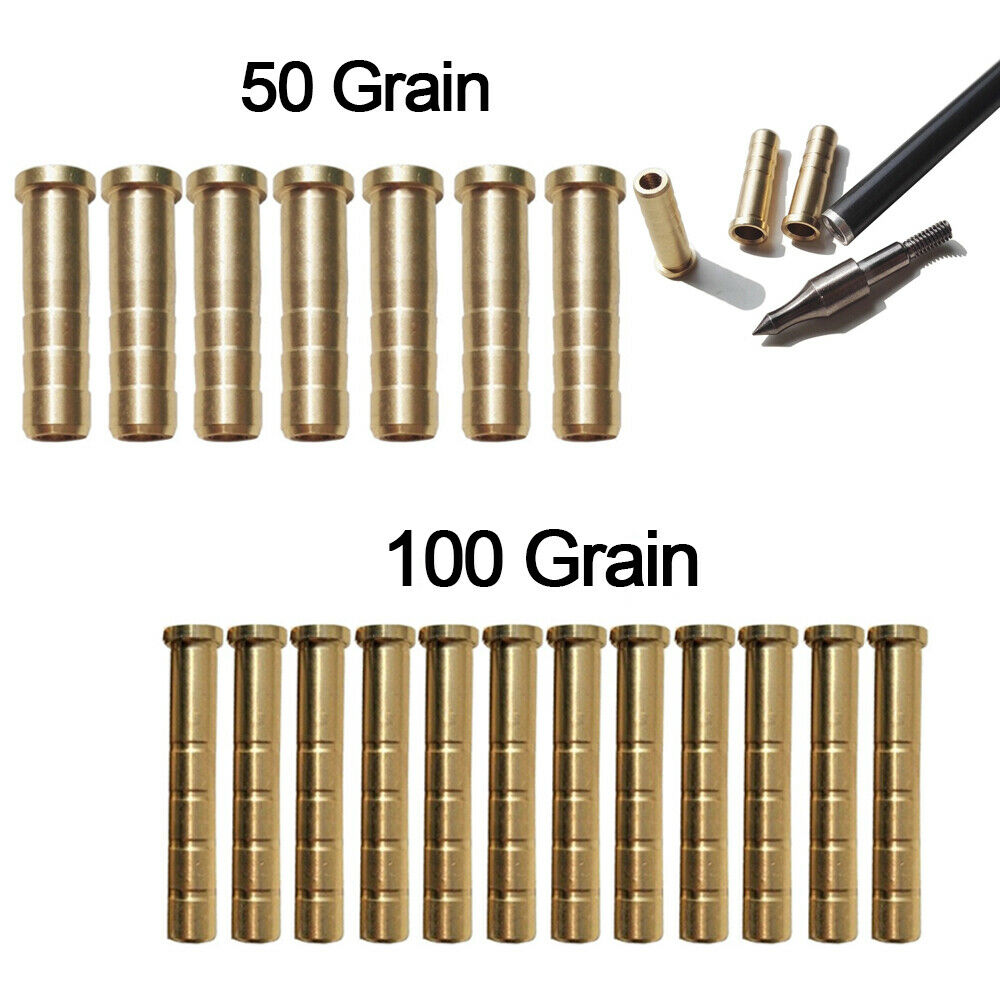 12Pcs 50-100gr Heavy Weight Arrow Brass Inserts Base Archery ID6.2mm ...