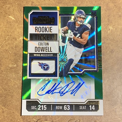 2023 Panini Contenders Football Colton Dowell Rookie Auto Green Lazer ...