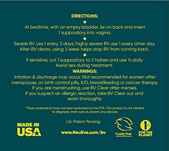 Natural BV Clear Finisher - 3 Suppositories for Tough Bacterial ...