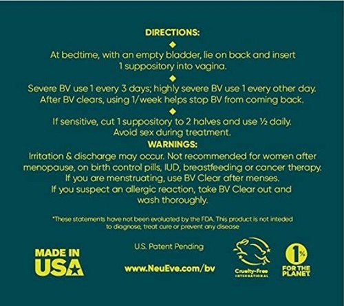 Natural BV Clear Finisher - 3 Suppositories for Tough Bacterial ...