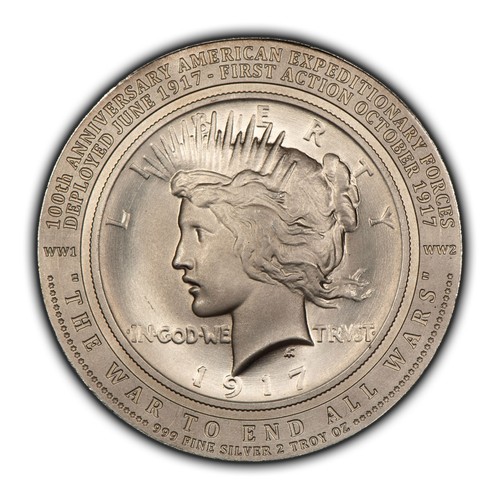 1917 Peace Dollar 2 oz .999 Silver Token - Daniel Carr Moonlight Mint ...