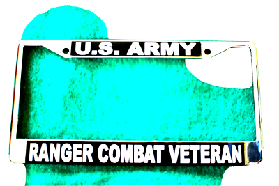 License Plate Frame-U.S.Army/RANGER COMBAT VETERAN-Chromed Cast Metal ...