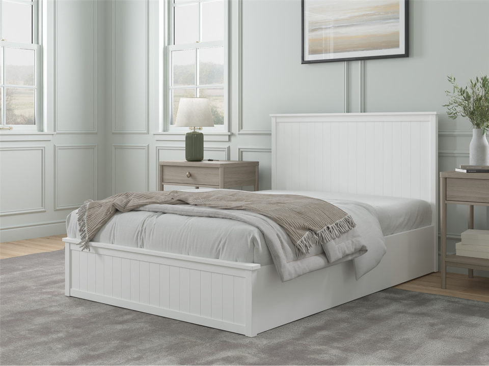 Snuggle Beds Charles Ottoman Bed Frame | White or Grey | Lift-Up ...