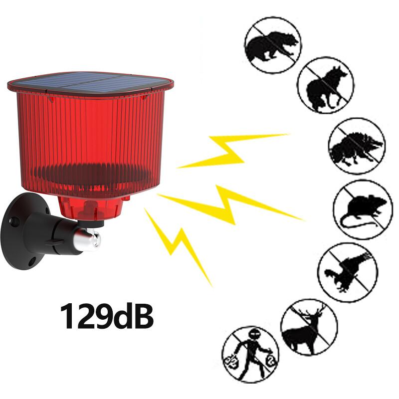 Solar Motion Sensor Alarm emits loud dog barking & gunshot sounds up to ...