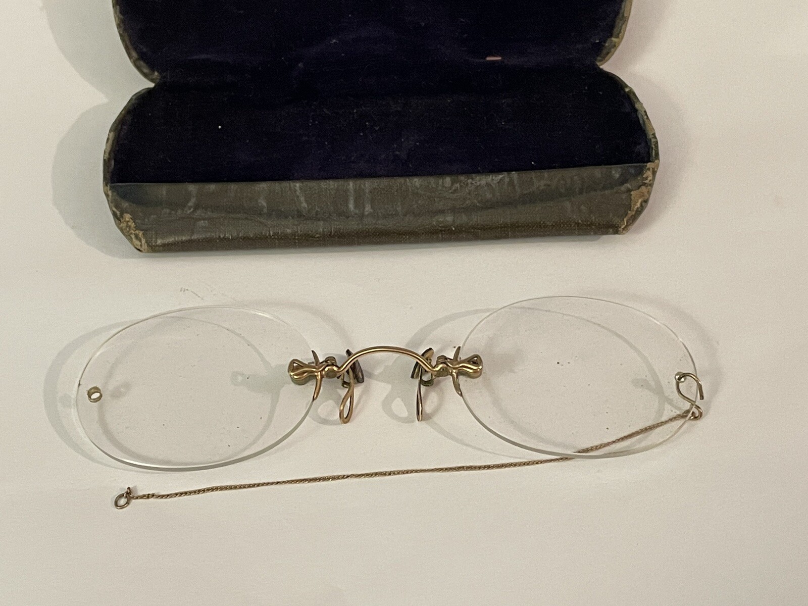 Vintage 1900's TRIUMPH Prince Nez Eyeglasses ORIGINAL CASE DETROIT 4 1/ ...