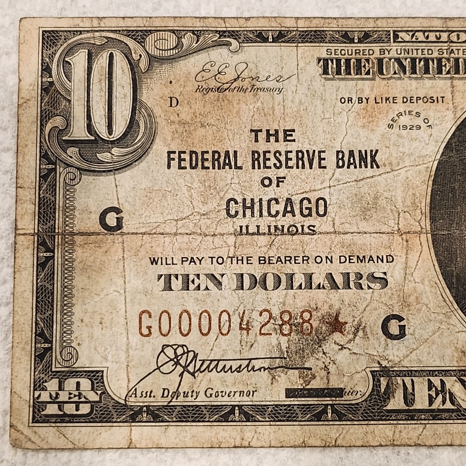 US $10 National Currency (FRBN) 1929 - New York Fed. STAR Repl. low ...