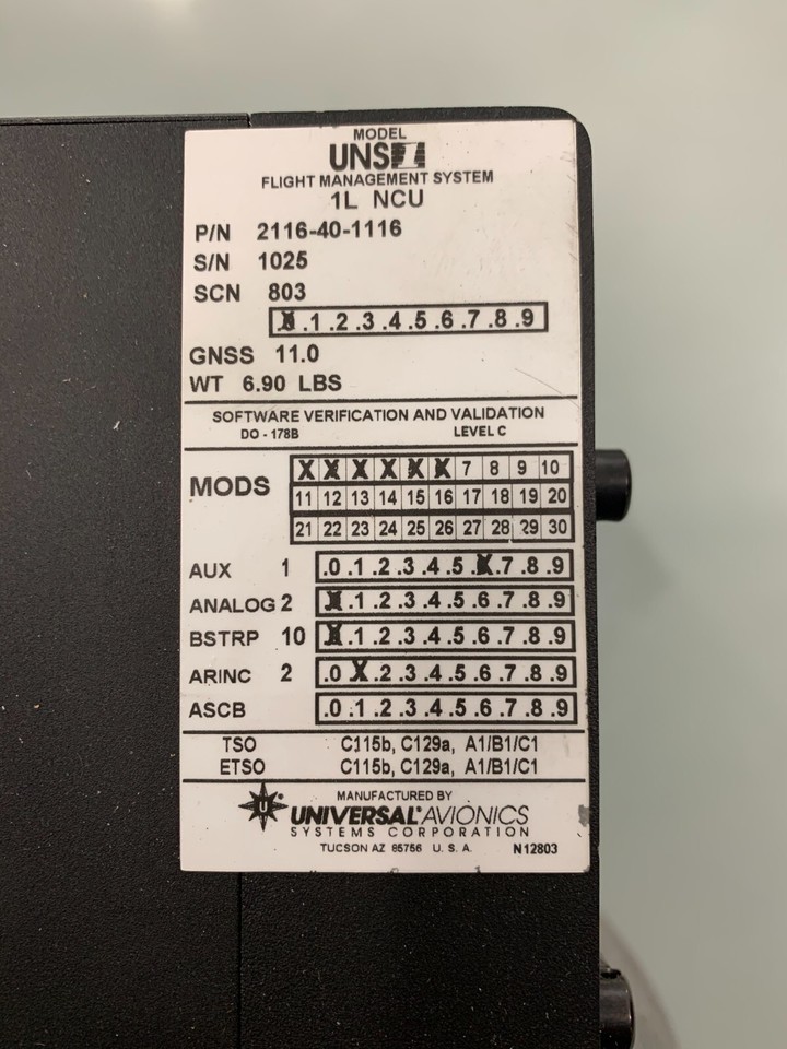 Universal Avionics UNS 1 1L NCU Part #2116-40-1116 | eBay