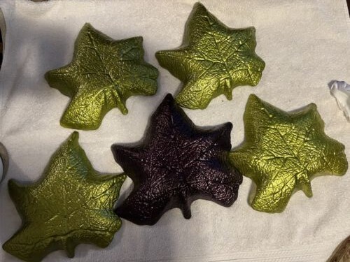 Set of 5 Turkish Glass Maple Leaf Shaped Plate Dish Set 8" 4 Green/1 ...