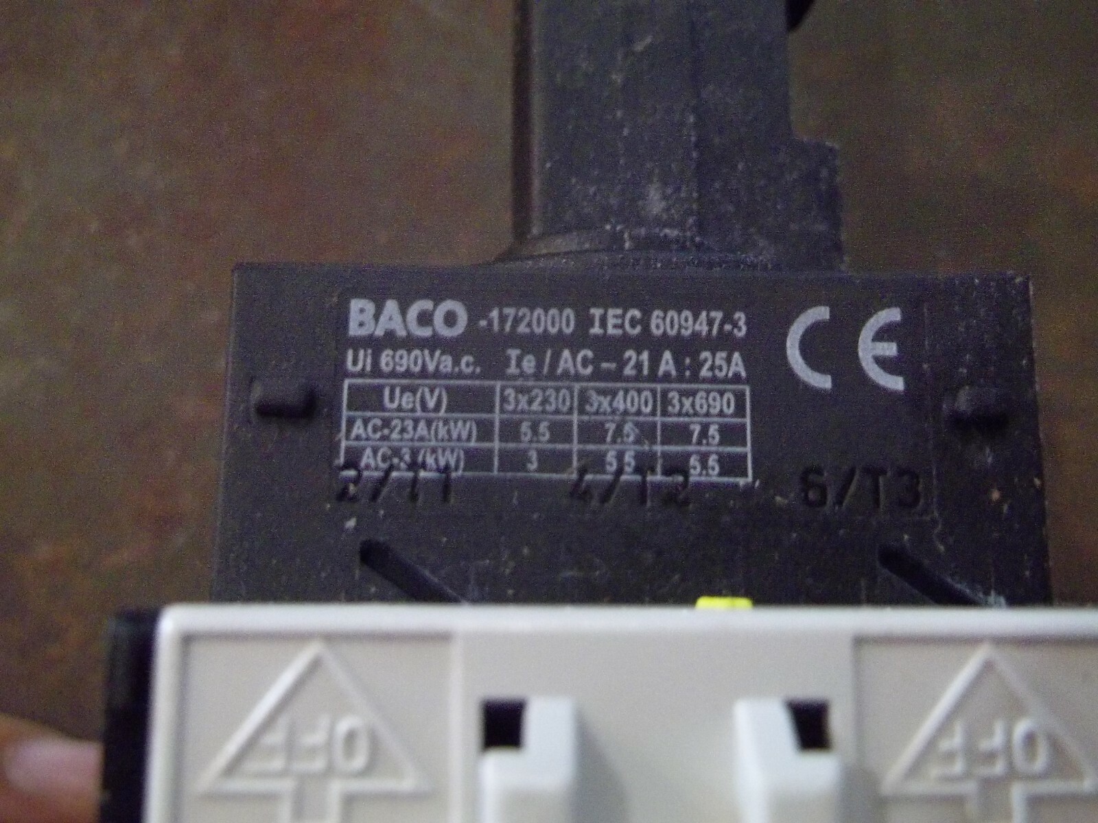 BACO 3 POLE ROTARY LOAD DISCONNECT SWITCH 172000 590 VAC 25A (T4) | eBay