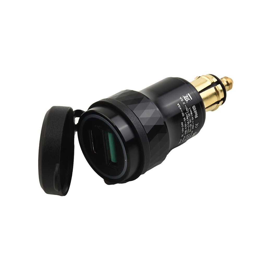 Black/Dual USB-Charger Hella DIN Plug Socket Adapter For-Ducati ...