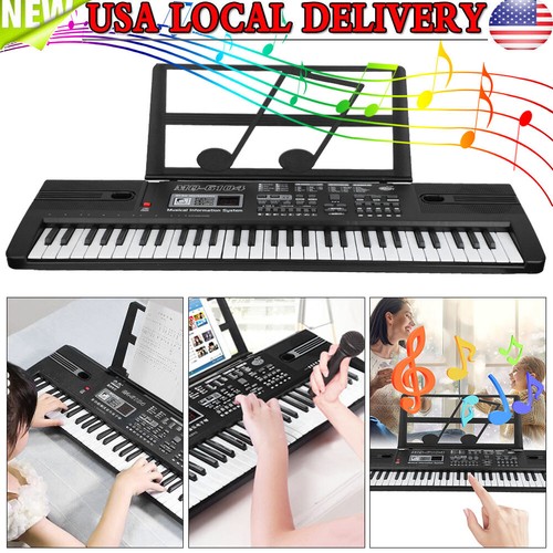61-Key Keyboard Piano with Microphone & Adapter Portable Electronic ...