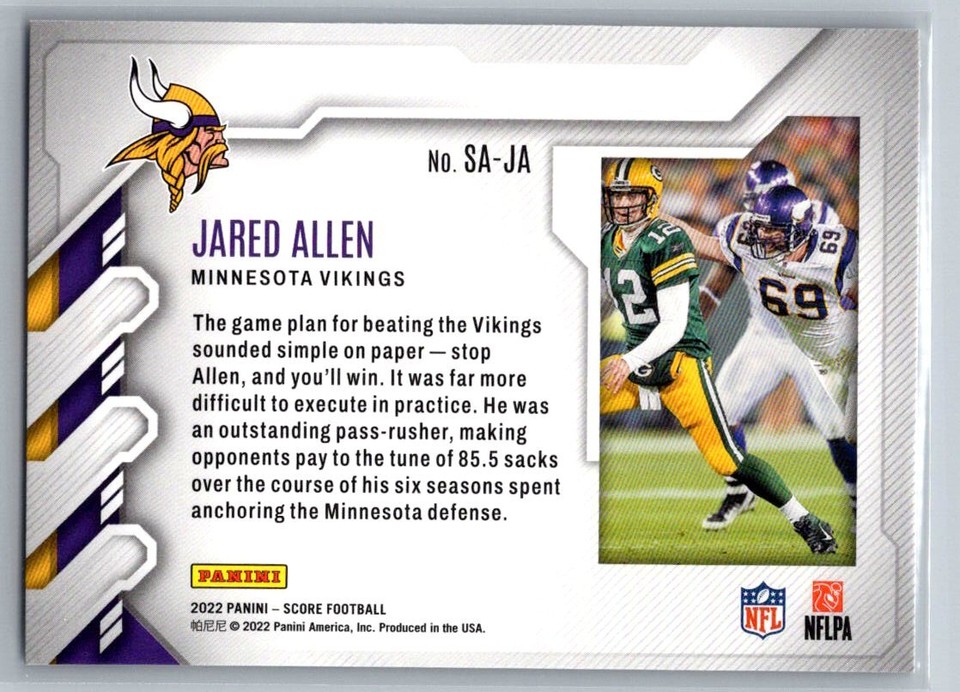 2022 Score Sack Attack #SA-JA Jared Allen Minnesota Vikings Football ...