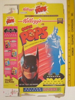 MT KELLOGG'S Cereal Box 1995 CORN POPS Batman Forever VAL KILMER Z107 ...