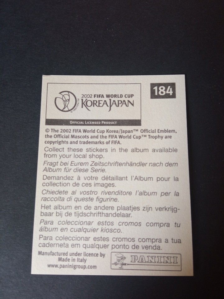 184 RONALDO NAZARIO BRAZIL WORLD CUP KOREA JAPAN 2002 STICKER NO ROOKIE ...