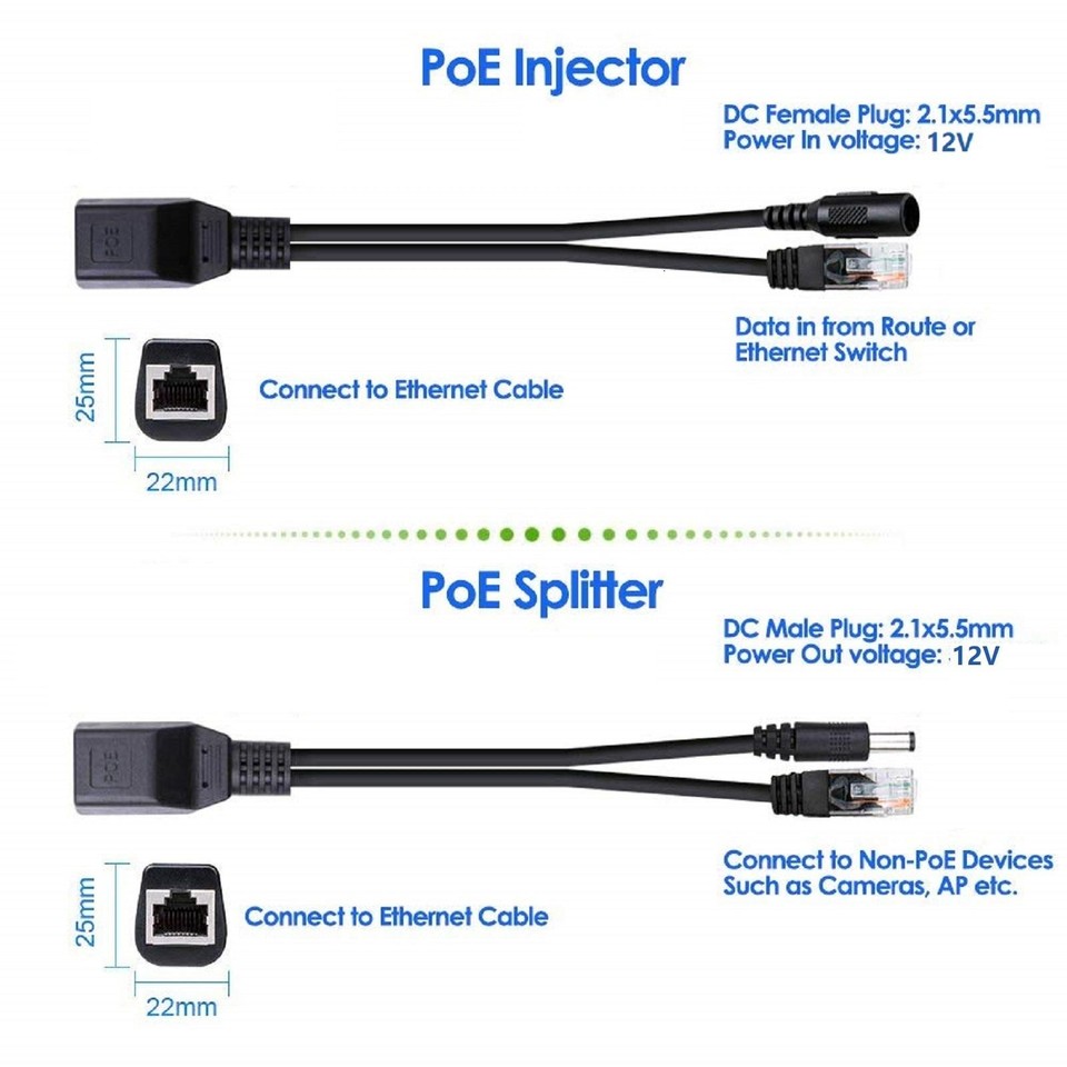 POE Cable Passive Power Over Ethernet Adapter RJ45 Injector 12v For IP Camea | eBay